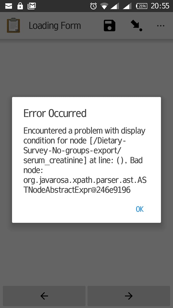 Collect Error - Problem with display condition for node - Support - ODK Forum