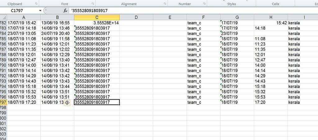 Apostrophe in front of each entry in google spreadsheet after sending forms from ODK collect ...