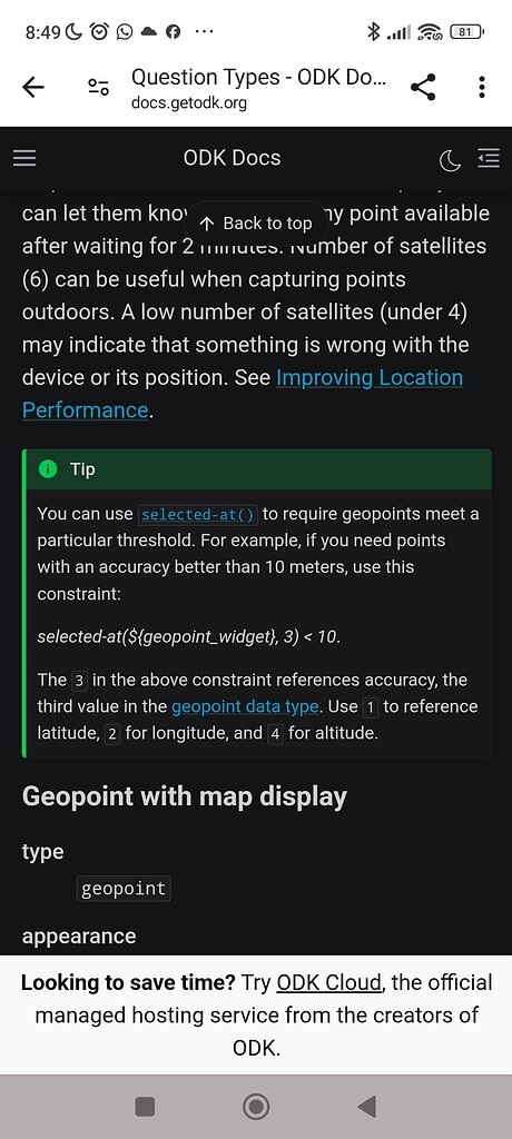 Documentation on odk geopoint format (discrepancies) - Support - ODK Forum